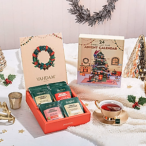 Limited Edition - Advent Calendar 2024 Tea Bags 24 Unique Flavors - Luxury Holiday Gift Box | Christmas Advent Calendar 2024 for Adults | Advent Calendar 2024 Adult Women and Men | VAHDAM