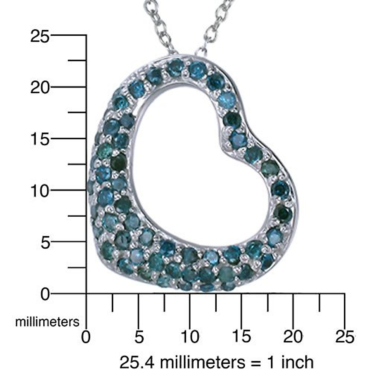Vir Jewels 1.25 cttw Diamond Pendant, Blue Diamond Heart Shape Pendant Necklace for Women in .925 Sterling Silver with Rhodium, 18 Inch Chain, Prong Setting