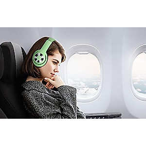 AUSDOM Lightweight Over-Ear Wired HiFi Stereo Headphones with Built-in Mic Comfortable Leather Earphones Noise Isolating Adjustable Deep Bass for iPhone iPod iPad Macbook MP3 Smartphones Laptop- Green