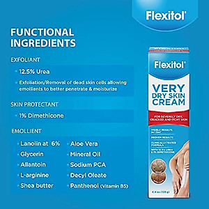 Flexitol Very Dry Skin Cream,Rich Moisturizing Body Cream with Urea, 4.4 Ounce Tube