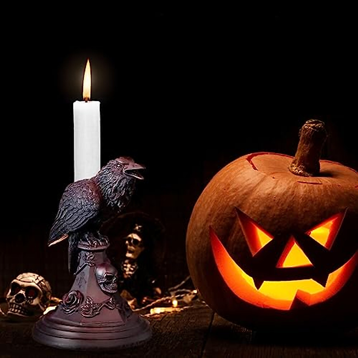 Bird Candle Holders, Candlestick Holders, Vintage Candle Holder Halloween Decorations Candlesticks Resin Decorative Owl Figurine Candle Holders for Table Centerpieces