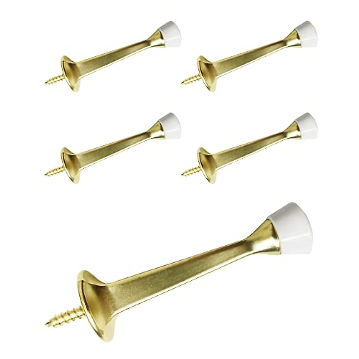 Door Stops 3 Inch Rigid Wall Mounted with Rubber Tip Champagne Brass, 5 Pack | HOWTOOL
