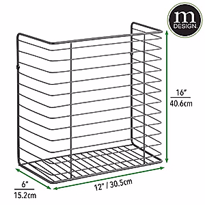mDesign Metal Wire Wall Mounted Shelf for Kitchen Pantry - Mountable Hanging Organization Vegetable Baskets for Kitchen Wall - Hold Produce, Towels, Bread, Mail, Concerto Collection - Dark Gray
