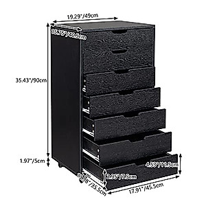 Knocbel Mobile Storage Cabinet with 7 Drawers, Home Office Rolling File Cabinet on Wheels, 19.2" L x 15.9" W x 35.4" H (Black)