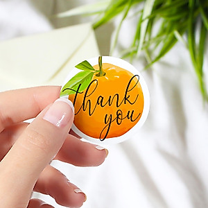 Orange Little Cutie Baby Shower Thank You Stickers, Party Favor Bag Stickers - 40 Count