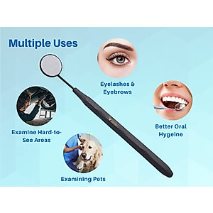 Dental Mirror Stainless Steel Matte Black, Set of 5 Dental Mirrors Front Surface Rhodium Plasma Coated for General and Laser Dentist European Style Threading by ARTMAN Brand