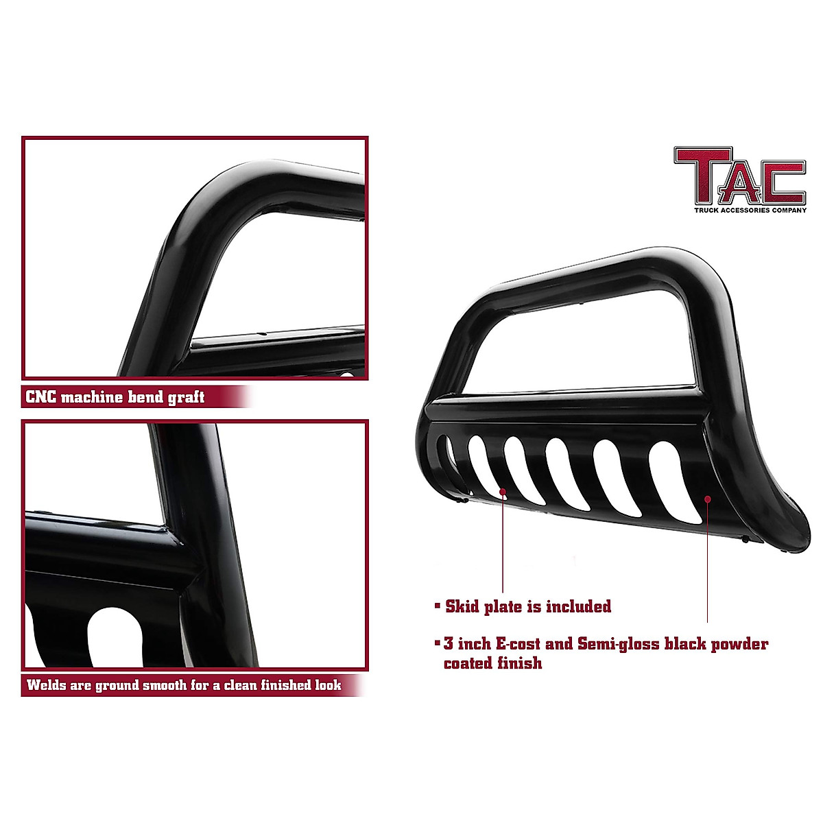 TAC Bull Bar Fits 2004-2024 Ford F150 (Exclude Heritage edition/all F150 Raptor models/2020-2022 Diesel models)|2022-2024 F150 lightning EV|2003-2017 Expedition 3" SUV Black Bumper Guard