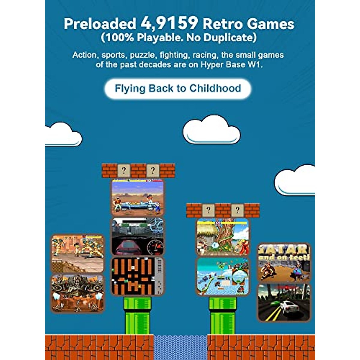 Retro Game Console with Built in 49,159 Classic Games, Emulator Console Plug and Play Video Games for TV, 110000+ Free Game Resources, Video Game Console Compatible with MAME/Atari/PSP etc, 4K HD