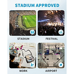 Vorspack Clear Tote Bags - Stadium Approved Clear Bag Clear Stadium Bag with Adjustable Strap Zipper Closure for Sports Events Concerts Work College - Black