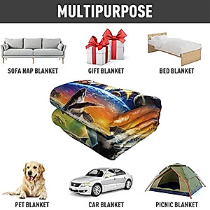 HommomH Whale Blanket,Orca Universe,Soft Fluffy Fleece Throw 60"x80",Colorful