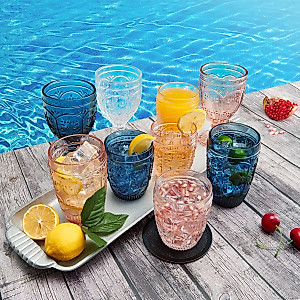 Fitz and Floyd Trestle Highball Tumbler Cups, Set of 4, Blue