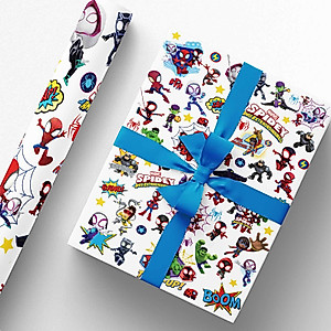 5 Pcs Spidey Wrapping Paper Spidey and His Amazing Friends Gift Wrap Bulk Art Paper Folded Flat for Baby Shower Spidey and His Amazing Friends Birthday Party Decorations Wedding DIY Crafts Gift