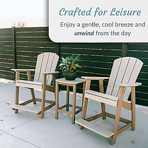 DutchCrafters Recycled Poly Balcony Bistro Set, Table with 2 Adirondack Style Chairs, Counter Height, 3 Piece Patio Furniture Set, Amish Made in USA (Weatherwood & Tudor Brown)