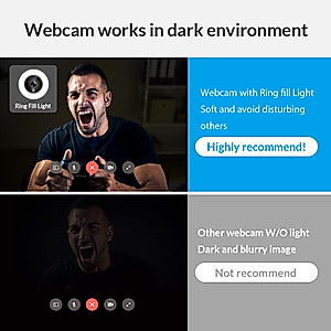 Angetube Streaming 1080P HD Webcam Built in Adjustable Ring Light and Mic. Advanced autofocus AF Web Camera for Google Meet Xbox Gamer Facebook YouTube Streamer