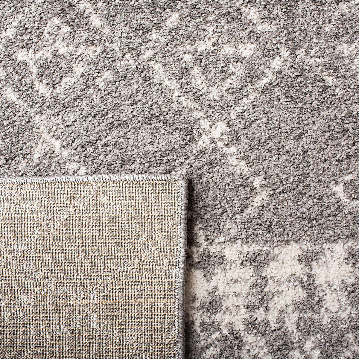 SAFAVIEH Tulum Collection 6'7" Square Grey/Ivory TUL229F Moroccan Boho Distressed Non-Shedding Living Room Bedroom Dining Home Office Area Rug