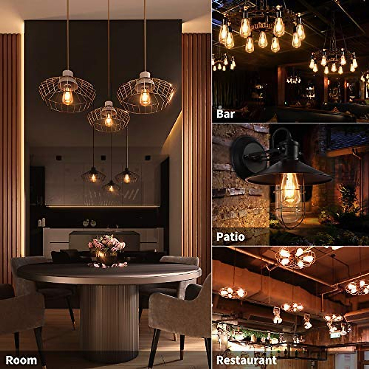 Brightown LED Edison Bulb, 10 Packs 60 Watt Equivalent 6W Dimmable LED Filament Bulb, E26 Base Vintage Amber Bulbs, 2700K Warm White, 470 Lumen