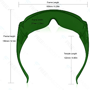 FreeMascot IPL 200nm-2000nm Laser Safety Glasses for Laser Hair Removal Treatment and Laser Cosmetology Operator Eye Protection (Green)