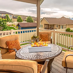 Table Top Firepit, Mavalzy Rectangle Indoor Tabletop Rubbing Alcohol Frie Pits for Outdoor Fireplace Concrete Bowl Pot Portable Fire with Extinguisher