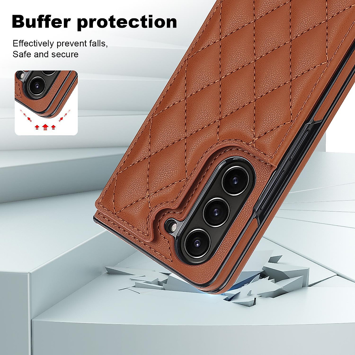 XIZYO for Samsung Galaxy Z Fold 5 Case, for Z Fold 5 Wallet Case with Card Holder Slot Kickstand Cute Aesthetic Leather Flip for Women Men Shockproof Protective Bumper Cover, Brown