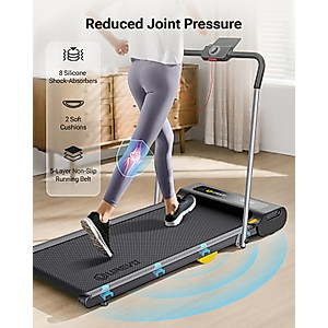 UREVO 2 in 1 Folding Treadmill, Under Desk Treadmill for Home/Office, 2.5HP Walking Pad Treadmill with Remote Control, LED Display, 265lbs Weight Capacity