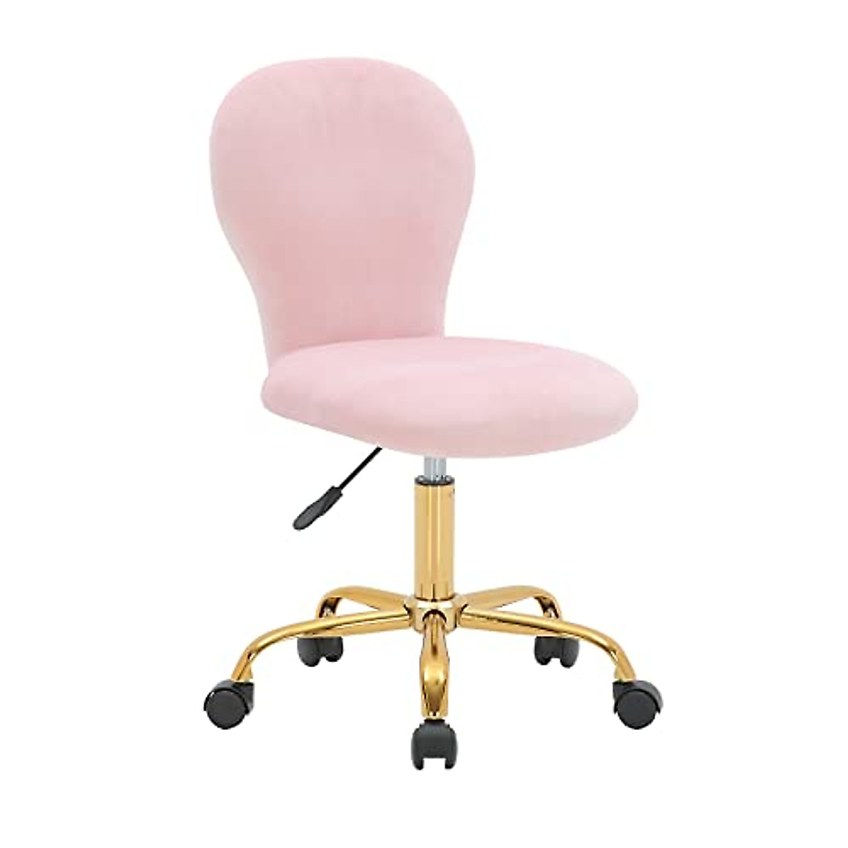 Porthos Home Evie Office Chair with Soft Velvet Upholstery, Stylish Golden Metal Legs with Roller Wheels and Adjustable Height, Sleek Armless Design for The Cozy Home Studio and Small Office