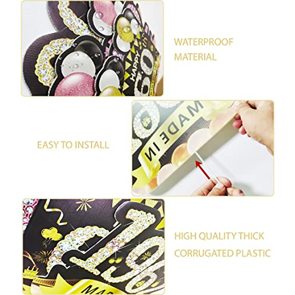 2Pcs 16" Large Happy 60th Birthday Party Yard Sign Decorations for Women,Rose Gold 60th Birthday Yard Signs with Stakes,Weatherproof Outdoor Lawn Decorations (New 60th)