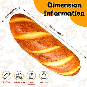 AUECOOME 40" Bread Pillow Giant Bread Plush Pillow 3D Simulation Baguette Pillow Funny Body Pillow Food Plush Christmas Stuffed Toys for Girls Boys