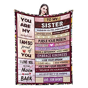 Gifts for Sister, Sister Birthday Gifts from Sister Brother, Unique Blanket to My Sister, Soul Sister, Big Sister Gift, Valentines Christmas Warm Premium Flannel Throws Blankets 50" x 40"