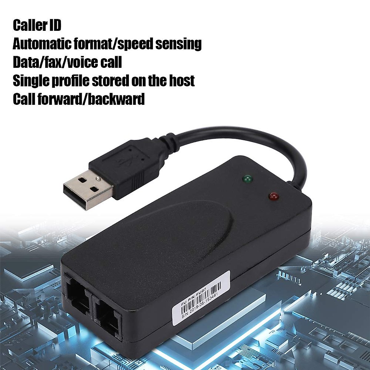 Fax Modem， Dual Port USB2.0 56K External Modem Driver， Plug and Play USB Modem， for Win 7/Win 8/Win 10/Win XP