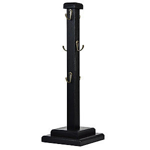 EMASON Rustic Coffee Mug Tree Stand, Solid Wood Holder for 6 Mugs, Space-Saving Kitchen Organizer, Stylish and Sturdy Cup Display Rack, Black