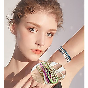 WAINIS 27Pcs Delicate Boho Beaded Bracelet Multi Layer Versatile Statement Bracelets Stackable stretch Cuff Sparkly Glass Crystal Beads bracelets