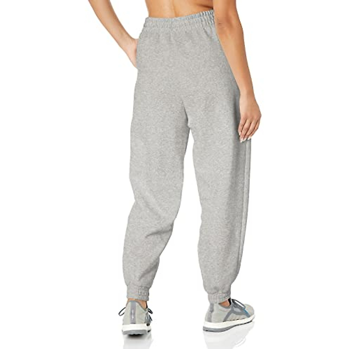 adidas Women's Studio Fleece Pants, Medium Grey Heather/White, Large