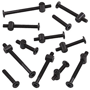 Rustark 25 Pcs M6x30mm Black Hex Socket Cap Screws Barrel Nuts Kit, Baby Bed Crib Screws Hardware Replacement Kit with One Free Hex Key for Crib Bed Cots Furniture