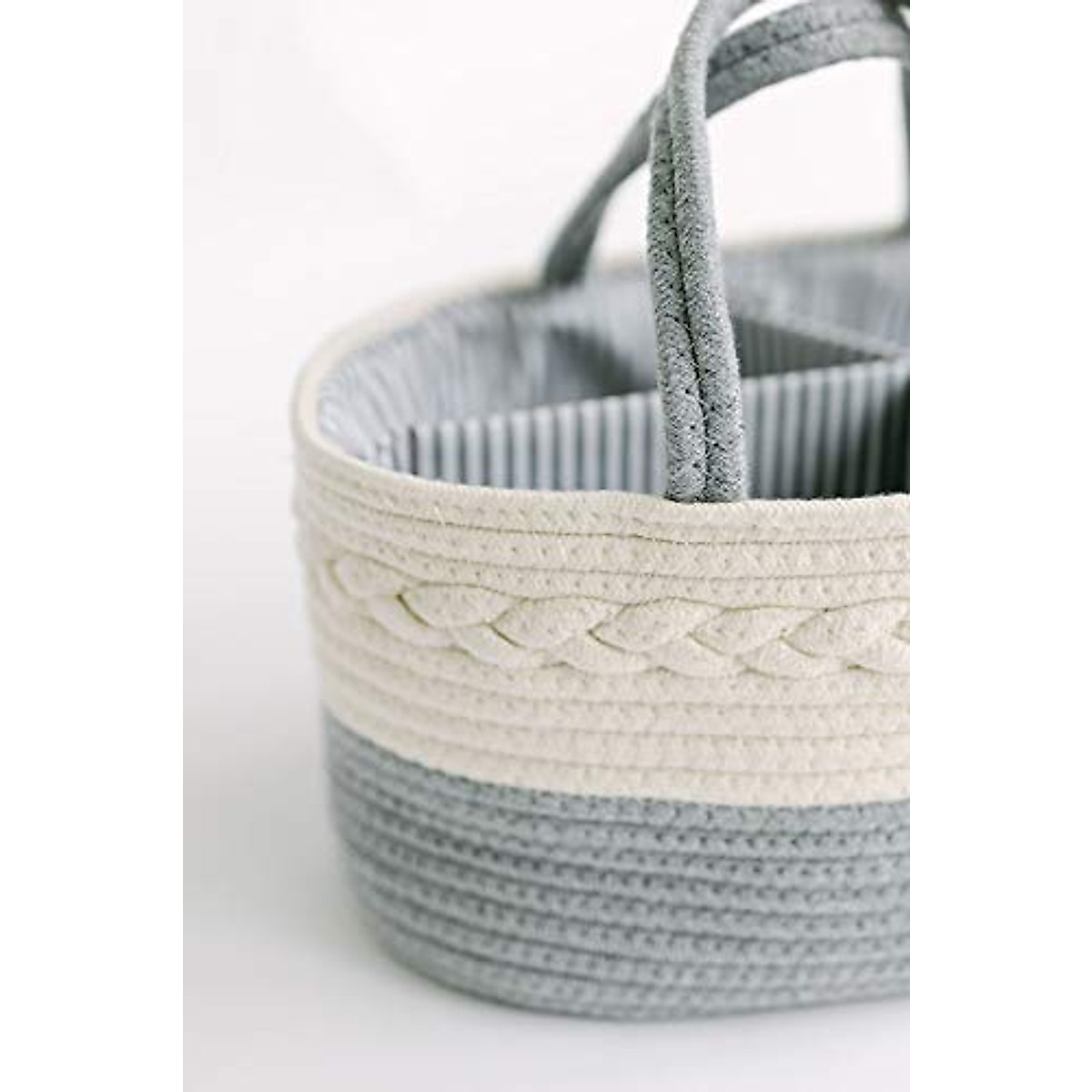 Stroller Society Diaper Caddy Organizer for Baby, Nursery Storage Basket, Cotton Rope Storage Basket (Gray)