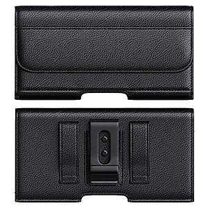 Meilib Holster for iPhone 15, 15 Pro 14, 14 Pro, 13, 13 Pro, 12, 12 Pro, Xs, XR, 11, 10, Cell Phone Belt Holder Case with Belt Clip ID Card Slot Pouch Cover (Fits Phone with Case on) Medium Black