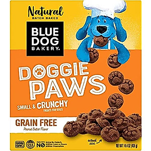 Blue Dog Bakery Natural Dog Treats, Doggie Paws, Grain Free Peanut Butter Flavor, 14.4oz (1 Count),Package may vary