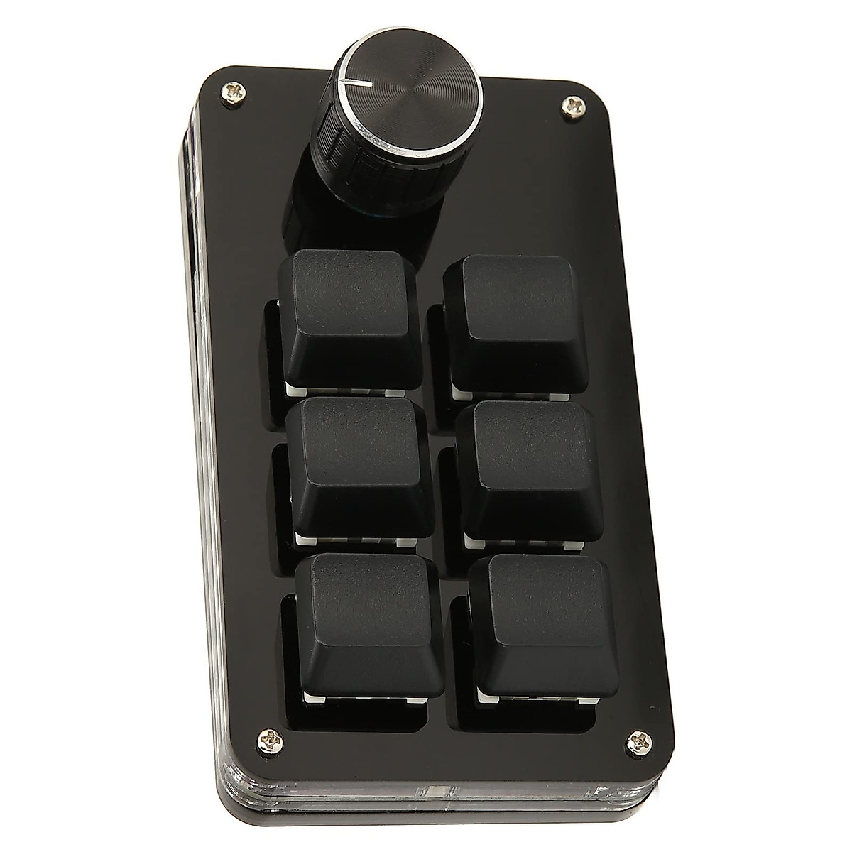 One Hand Macro Mechanical Keyboard, 6 Key Mini Keypad with Knob, DIY Programmable Keyboard for Gaming, Designers and Video Editors