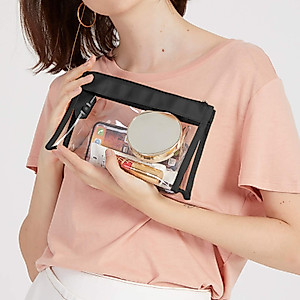 Cambond Clear Makeup Bags, Waterproof TSA Approved Toiletry Bag Clear Travel Bags Clear Cosmetics Bag for Vacation, Clear Pencil Case Stationary Organizer - 8.6 x 2.4 x 5.5 inches, 2 Pack