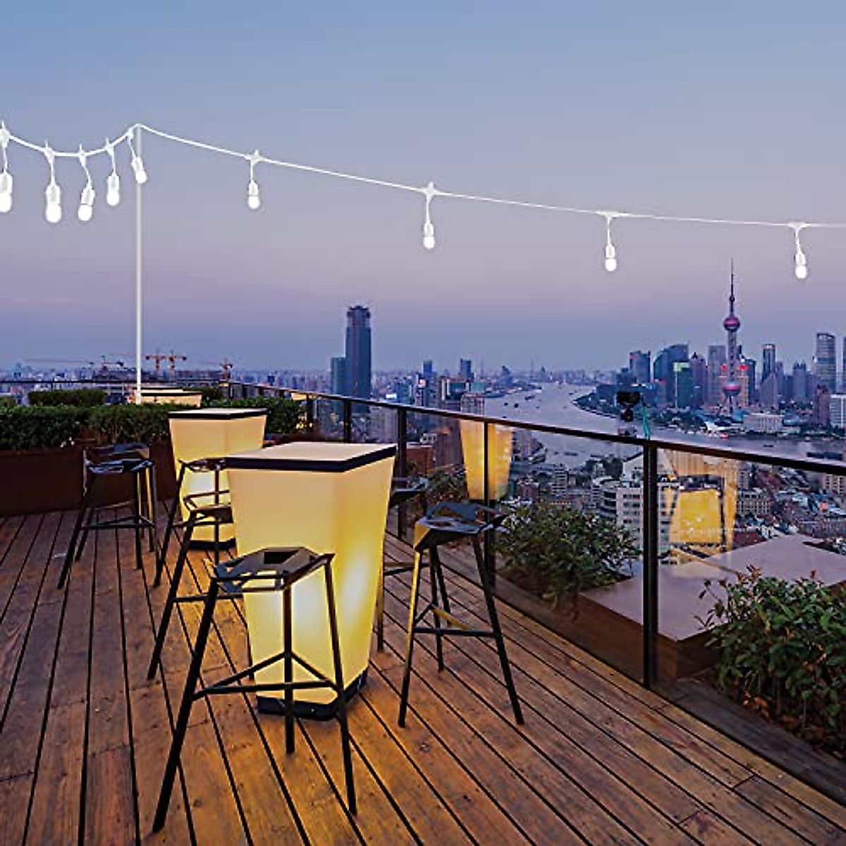 Enbrighten Classic Warm White String Lights, 48ft White Cord, 24 Shatterproof Acrylic Bulbs, Weatherproof, Outdoor String Lights, 35608