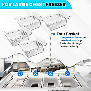 FreezerMax Single Basket - Universal Chest Freezer Organizer Basket -Fits freezers with interior box front to back measurement of 16" to 21 1/2" - Single Adjustable Basket (1 Basket Only)