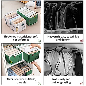 Yonchic 2Pcs Wardrobe Clothes Organizer, Thick Non-woven Fabric Washable Folded Organizer for Underwear, Socks, Scarves, Leggings, Skirts, T-shirts, Jeans(Classic Haig)