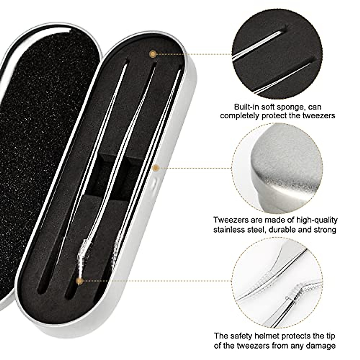 ACTROL Eyelash Extension Tweezers Set 3 PCS for Volume lashes Stainless Steel professional Precision Tweezers Straight and Curved Tip Tweezers (3pcs-1, Silver)