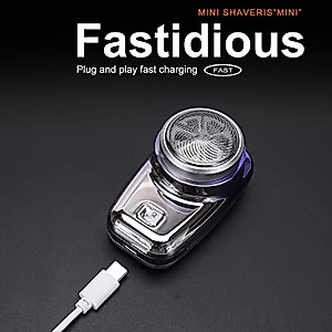 2023 Mini-Shave Portable Foil Shaver- Electric Razor for Men，Pocket Size Washable Razor USB Rechargeable Electric Shaver，Easy to Use Suitable for Boyfriend, Father, Father-in-Law, Travel Suit (Blue)