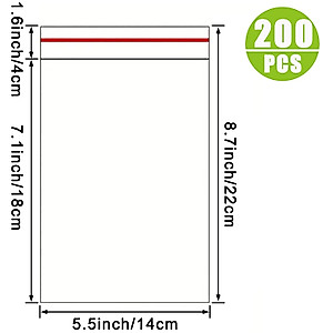 LonlyEagle 200 Pcs 5-1/2'' x 7-1/2'' Self Sealing Cellophane Bags，Clear Cellophane Cello Bags，Fit 5 X 7 Inch Cards Photos，A6 A7 Envelopes Candy，Self Adhesive for Packaging Gifts,Cookies