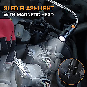 EverBrite 2-Piece Magnetic Pick Up Tool Set, Telescoping 360 Swivel Extensible Magnet Tool with LED Light, Gift for Dad, Mom, Husband, Birthday, Mechanic & Garage Tool