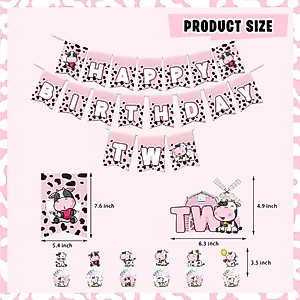 Cow Birthday Party Decorations for 2 Year, 110 Pcs Party Supplies Balloons Garland Arch Kit for Mens - Backdrop, Cake, and Cupcake Toppers, Latex Balloon, Foil Balloon, Hanging Swirls