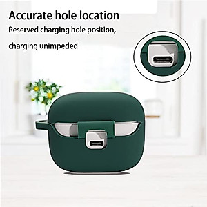 Soft Silicone Protective Case Cover Compatible with JBL Tune 130NC TWS True Wireless Earphones Shockproof Portable Cover with Carabiner（Black）