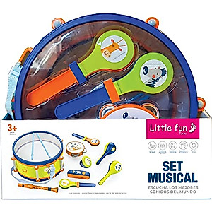 LITTLE FUN TIMES Musical Instruments for Toddlers 1-3 to Develop fine Motor Skills, Toddler Toys Musical Instruments for Kids 9 pcs Baby Instruments Preschool Educational Early Learning and Fun