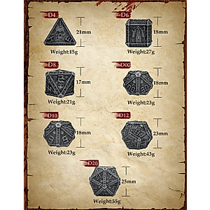 UD Unique Dice DND Metal Dice Set D&D Polyhedral Dice Set with Gift Box Metal Box DND Dice Set Polyhedron Dice for Dungeons and Dragons MTG D&D RPG Table Games D4 D6 D8 D10 D12 D20 Role Playing Game