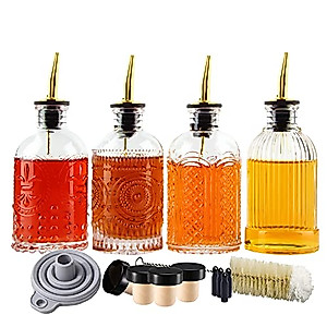 Shining Craft Coffee Syrup Dispenser Set 4 Packs 7 OZ Vinegar Dispenser Set with Metal Pour Spout Ideal for Coffee Syrups, Condiments, Oil Dispenser for Kitchen, Coffee bar, SC055 (4)